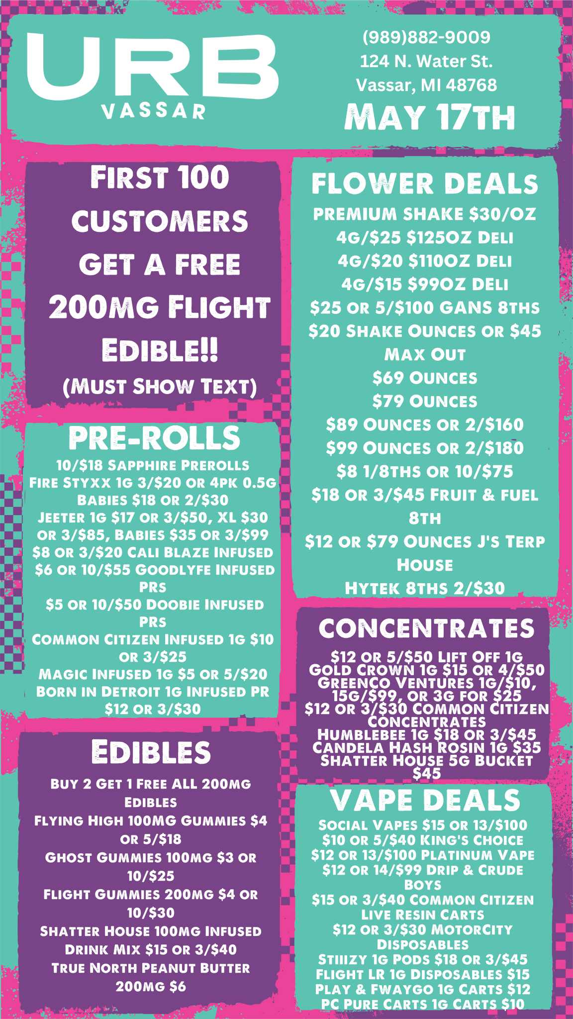 r. UR VAS SA R 989882-9009 124 N. Water St. Vassar MI 4876 MAY 17 FIRST ...